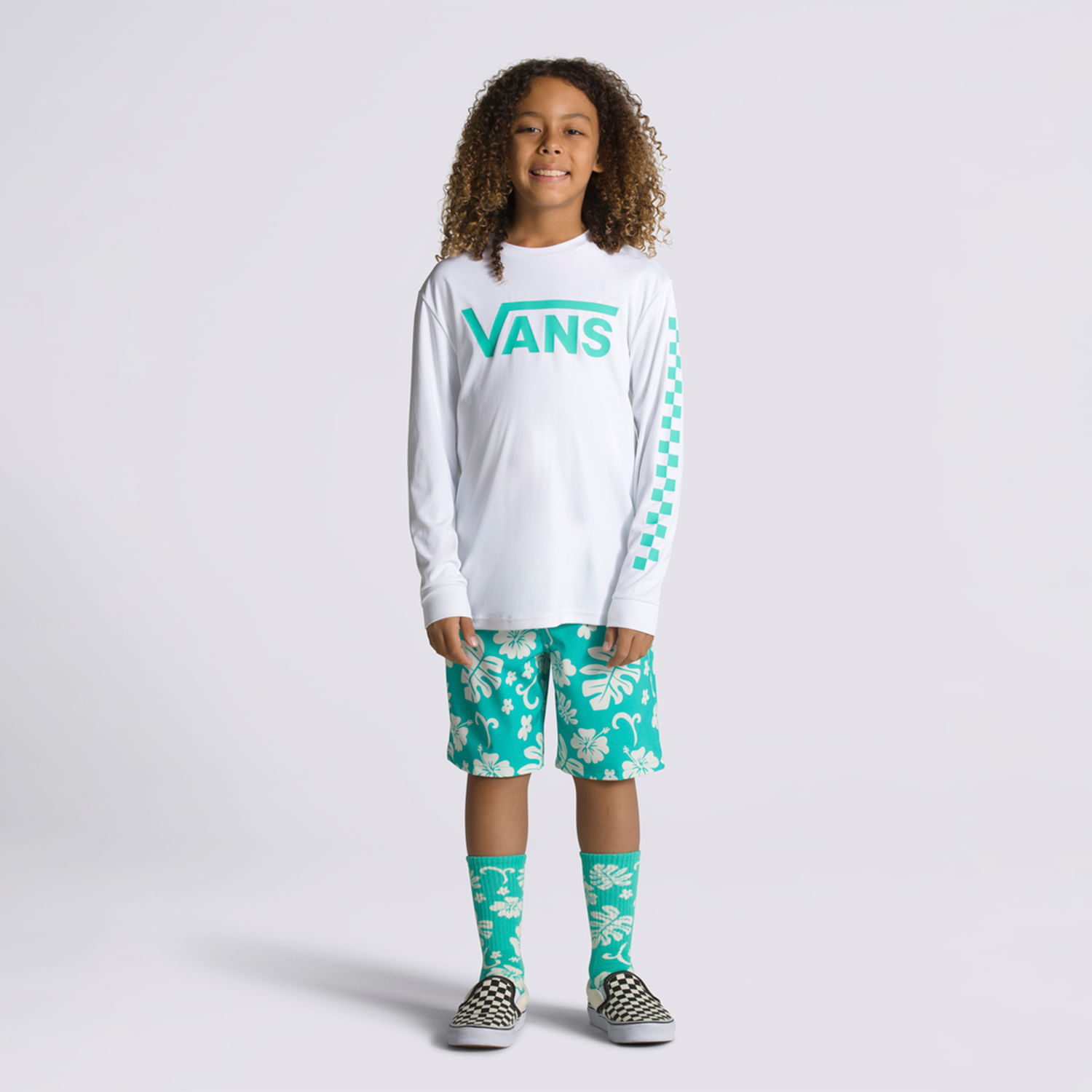 Polera Vans Classic Checker Sun Shirt Ls Boys White-Waterfall-Vans Chile