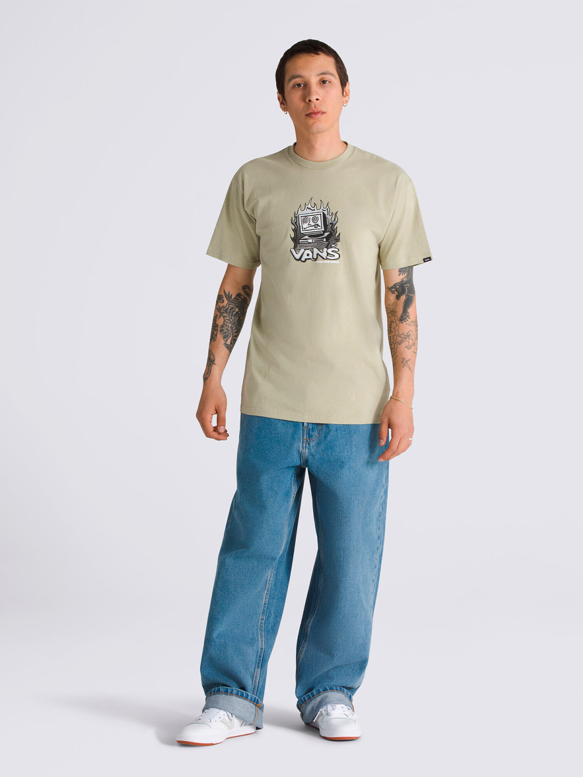 Polera Manga Corta Hombre Digital Repair Ss Verde Oscuro Vans-Vans Chile